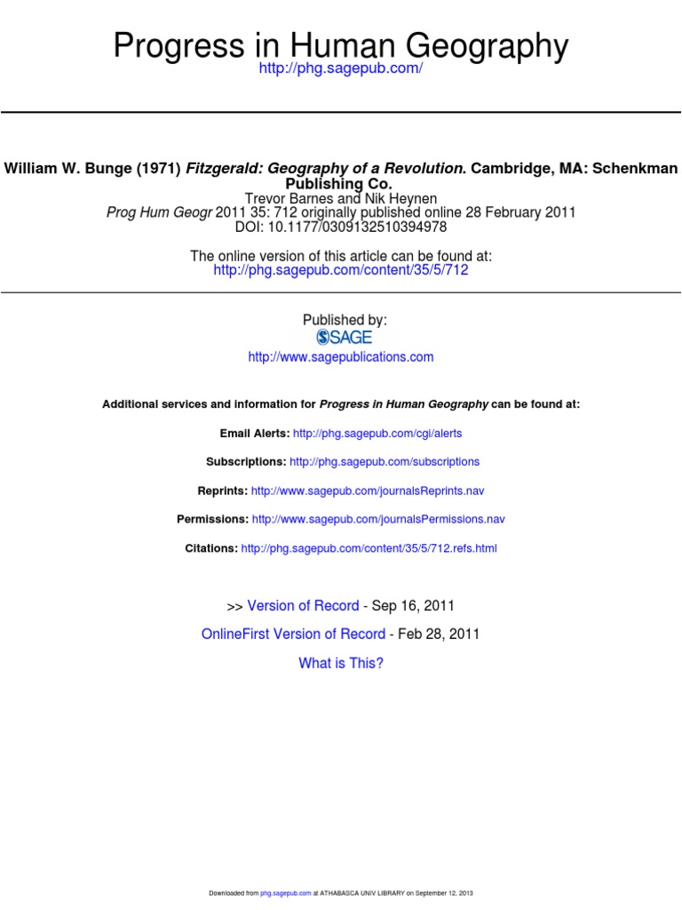 BUNGE, William - Fitzgerald - Geography of A Revolution | PDF