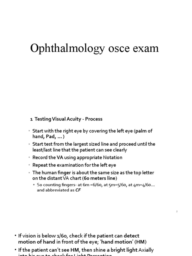 Ophthalmology Osce Exam - PPTX PP by Abel - 230170110143 | PDF | Visual ...