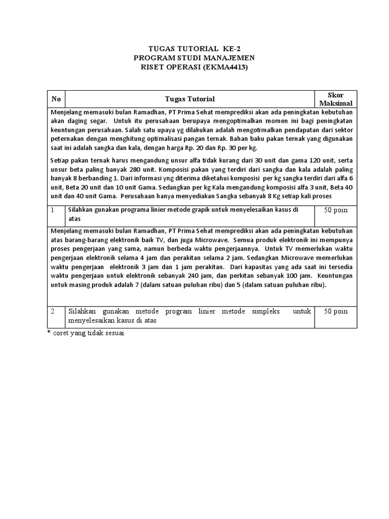 TUGAS TUTORIAL 2 Riset Operasi | PDF | Metode & Bahan Ajar | Sains ...