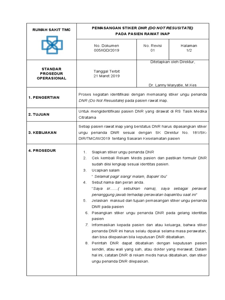 Mengidentifikasi Status DNR Pasien Rawat Inap | PDF
