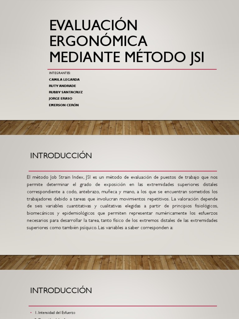 Evaluación Ergonómica Mediante Método Jsi Pdf Factores Humanos Y