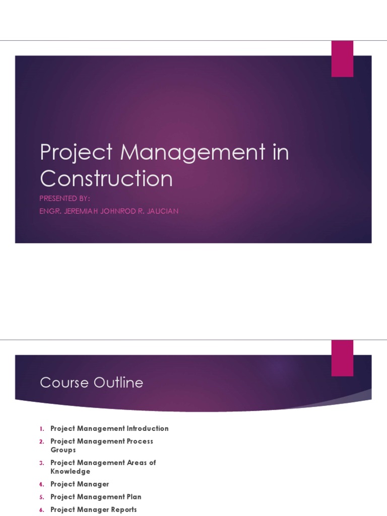 Project Management in Construction | PDF | Project Management | Risk ...