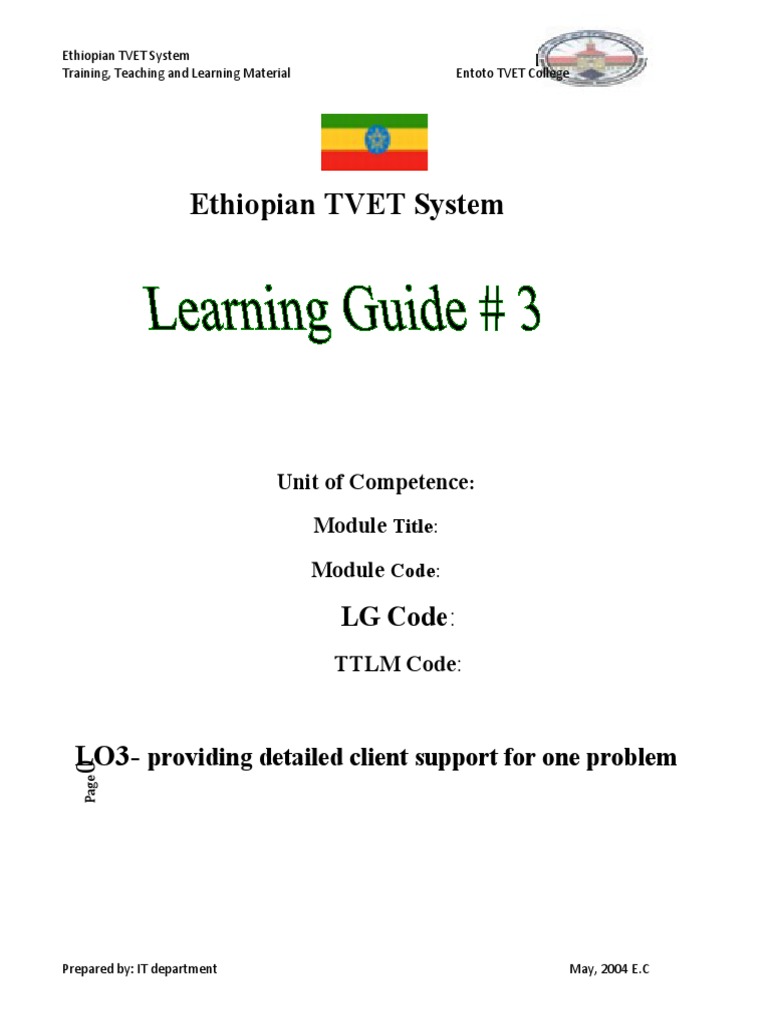 Ethiopian TVET System: LG Code | PDF | Documentation | Teachers