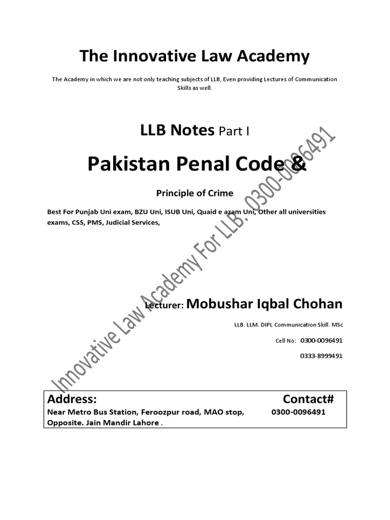 Pakistan Penal Code-1 | PDF | Conspiracy (Criminal) | Crime & Violence