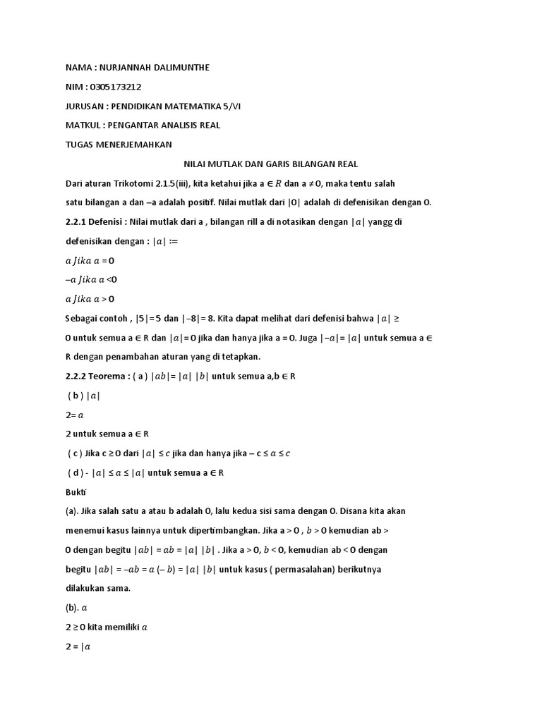 Tugas Ke 6 Analisis Real | PDF