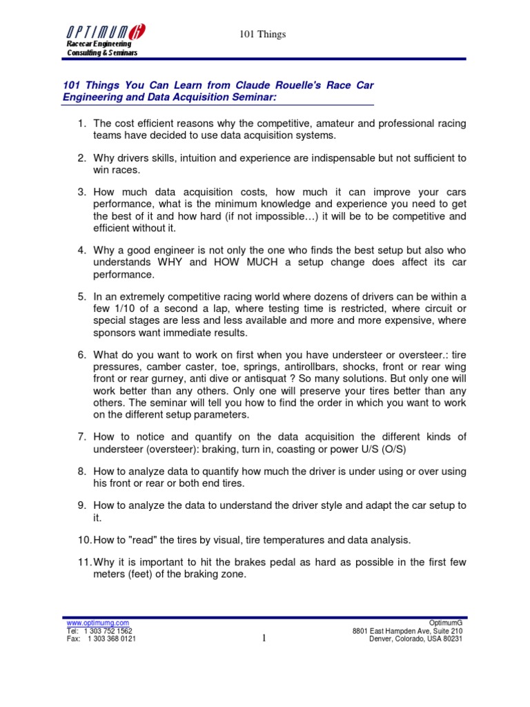 101 Things You Can Learn From Claude Rouelle's Race Car Engineering and ...