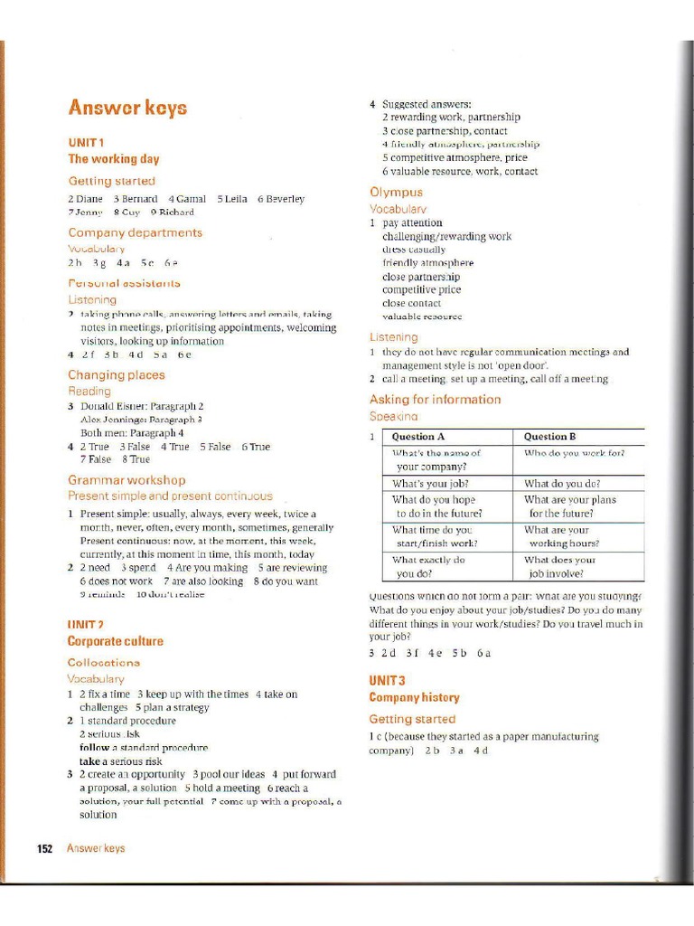 Business Benchmark Pre-Int SB Answer Key | PDF