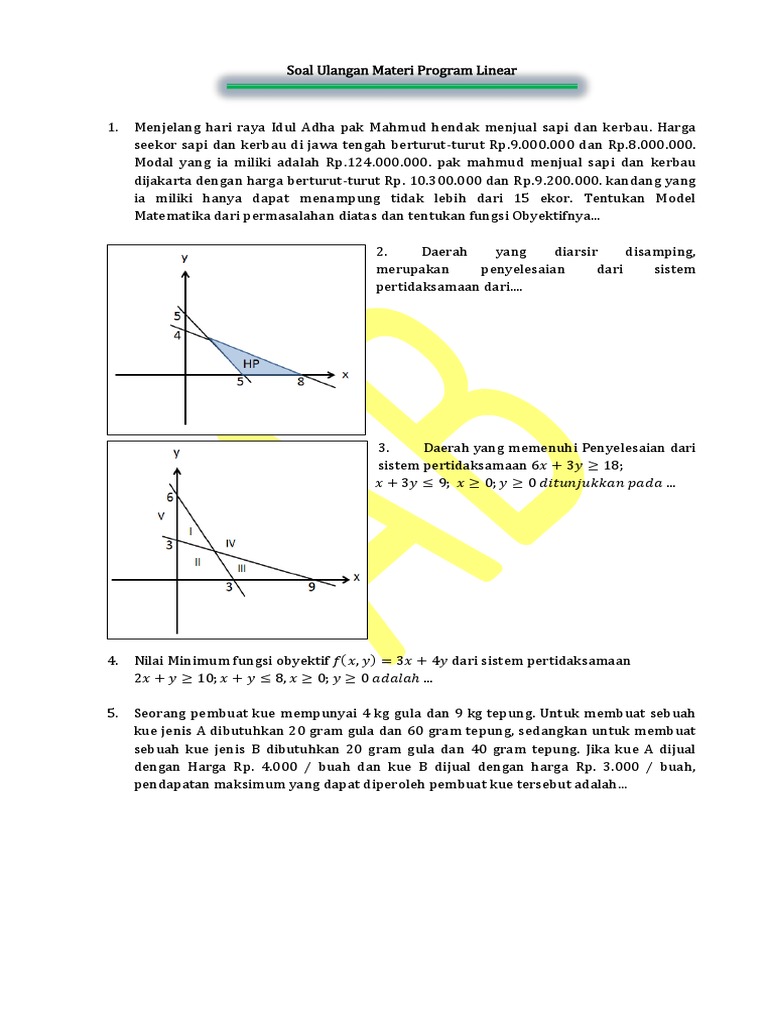 Soal Ulangan Materi Program Linear | PDF