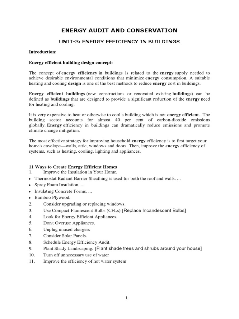 Unit-3 - Energy Efficiency in Buildings | PDF | Air Conditioning ...