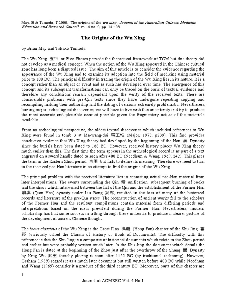 The Origins of The Wu Xing | PDF | Han Dynasty | Traditional Chinese ...