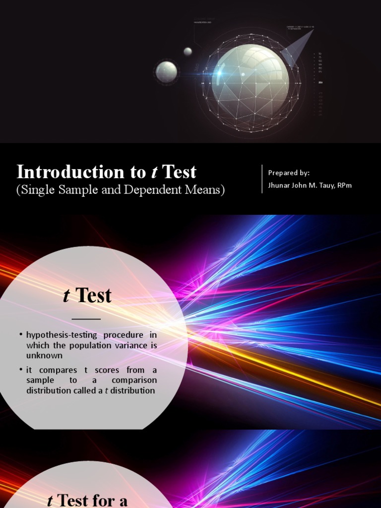 Introduction To T Test Single Sample And Dependent Means Pdf