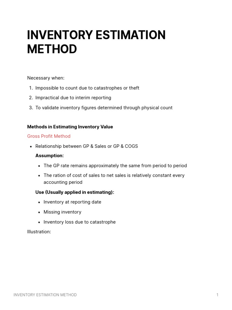 Inventory Estimation Method | PDF | Inventory | Supply Chain Management