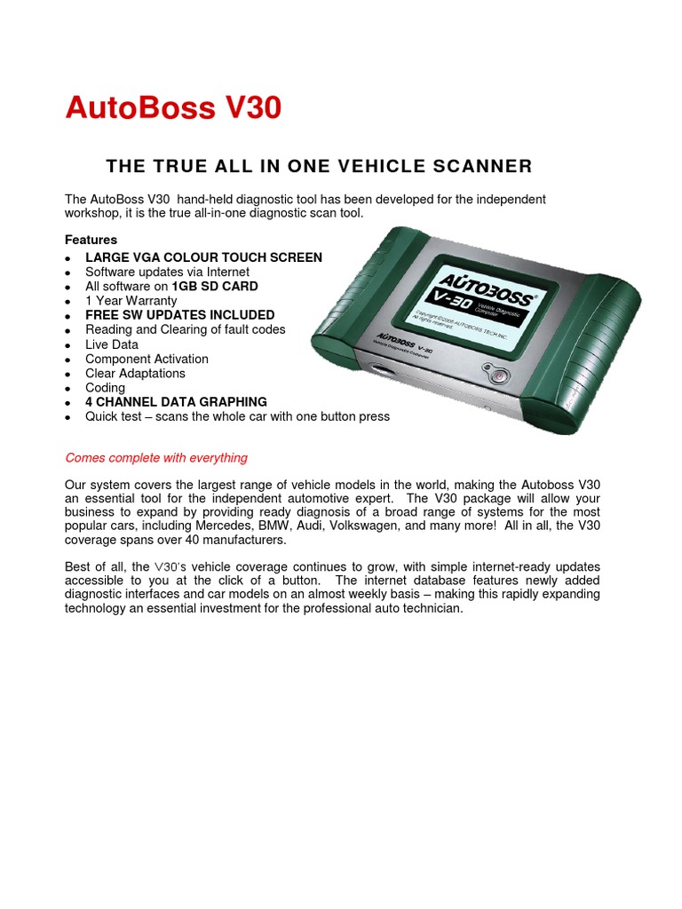 The All-In-One Vehicle: An Overview of the AutoBoss V30 Diagnostic Tool ...
