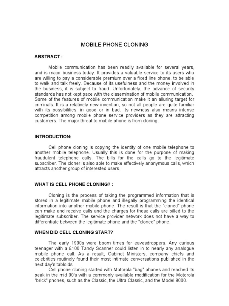 Mobile Phone Cloning | PDF | Mobile Phones | Gsm