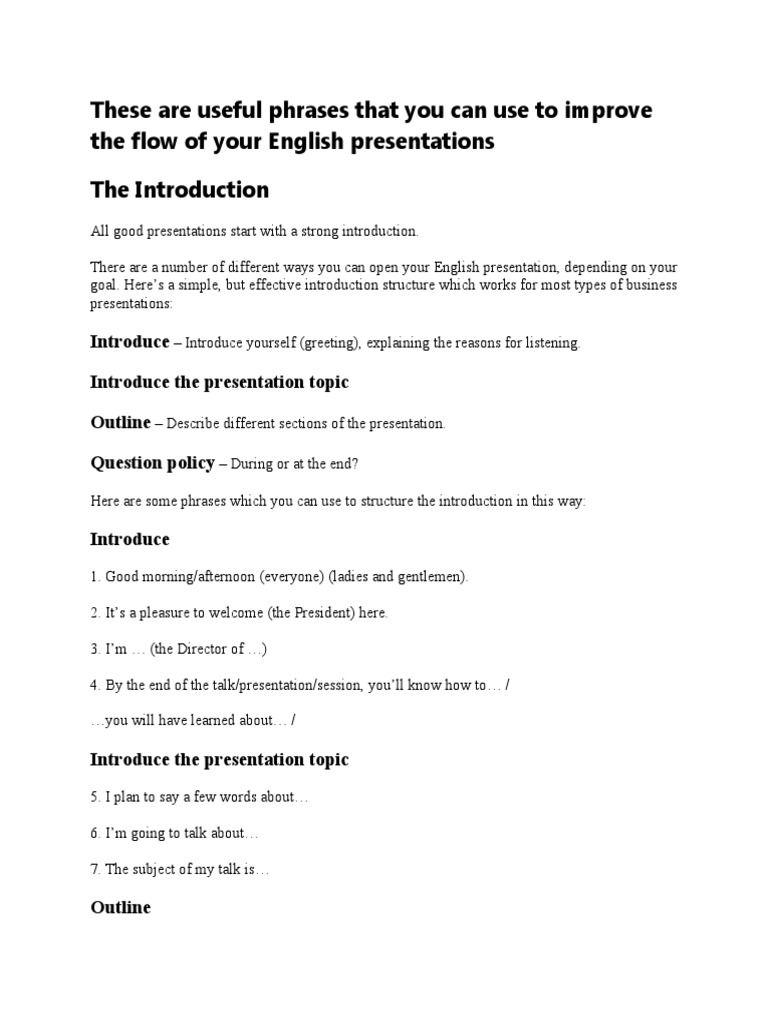 102 Useful Phrases For Presentations in English | PDF | Human ...