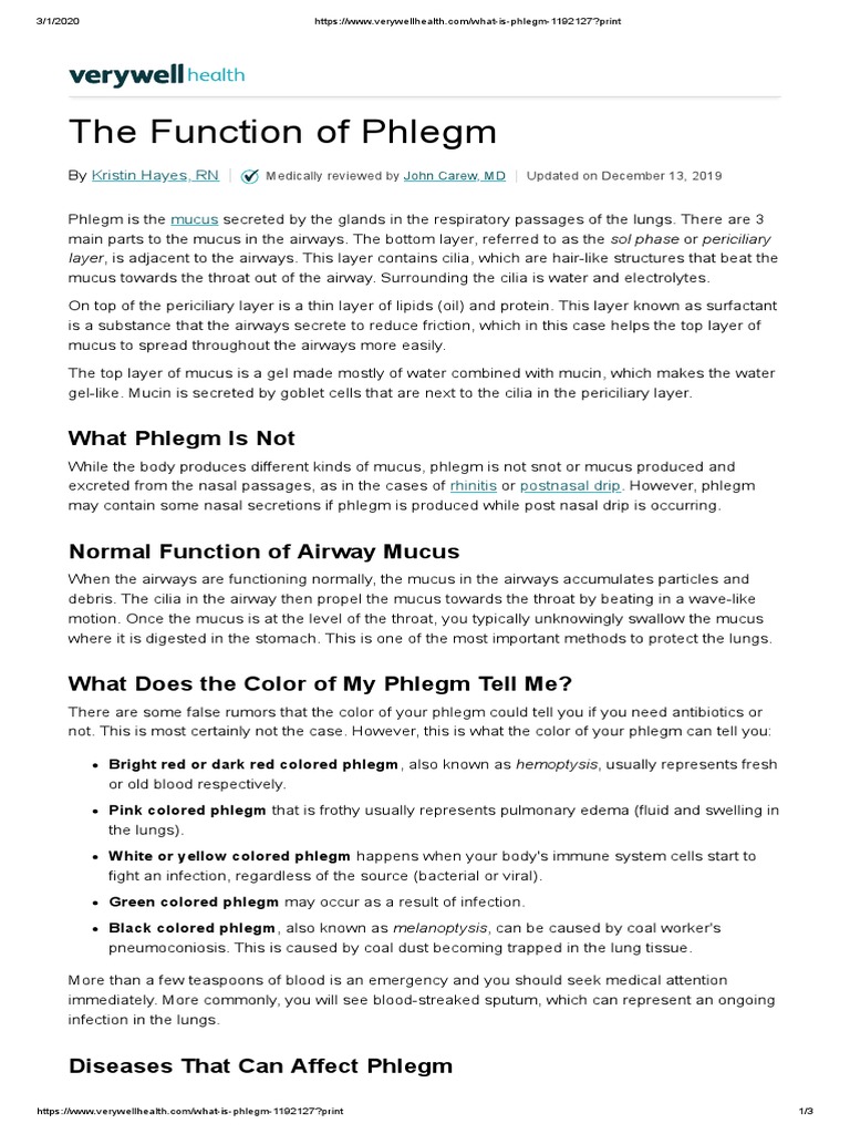 What Is Phlegm 1192127 | PDF | Mucus | Respiratory Tract