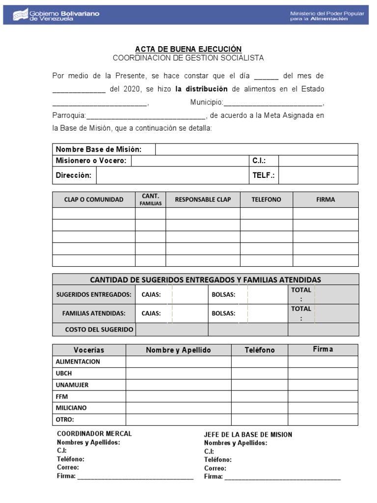Acta de Buena Ejecución | PDF