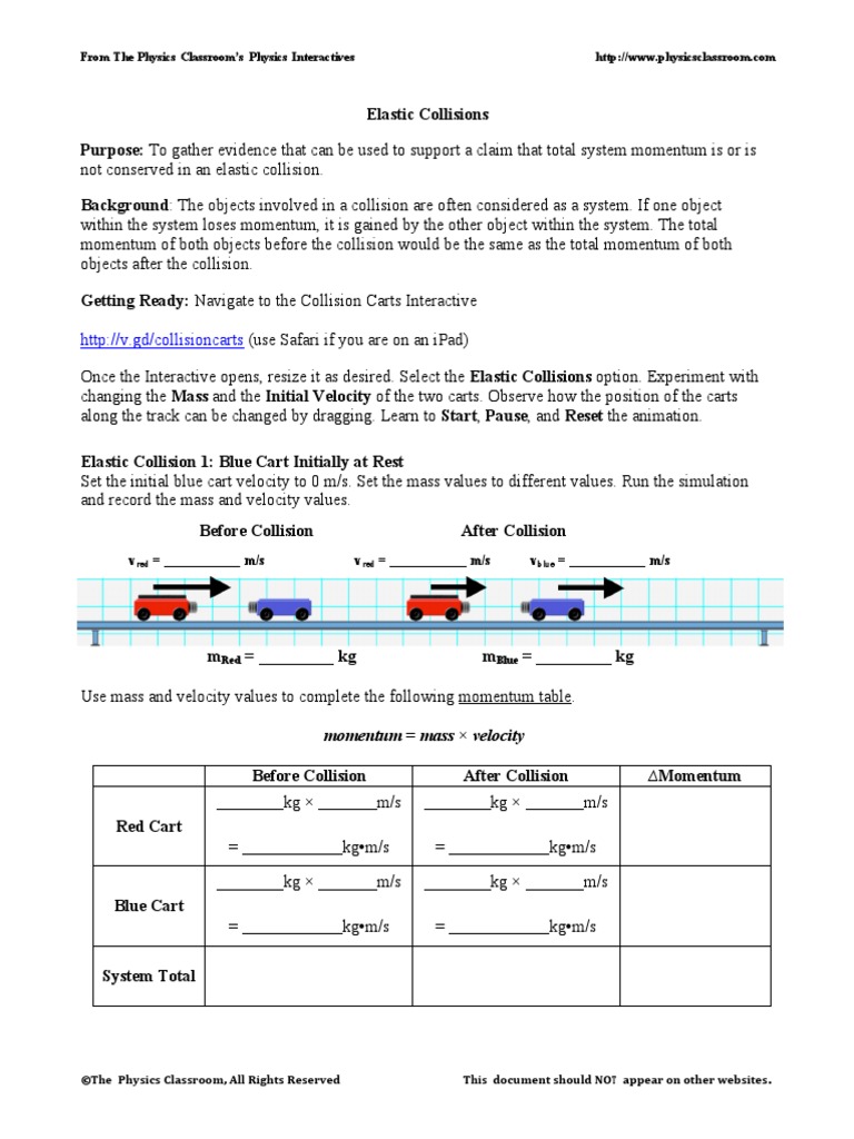 From The Physics Classroom's Physics Interactives: Momentum Mass × ...
