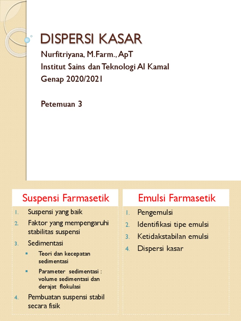 Pertemuan 3 & 4 Dispersi Kasar | PDF