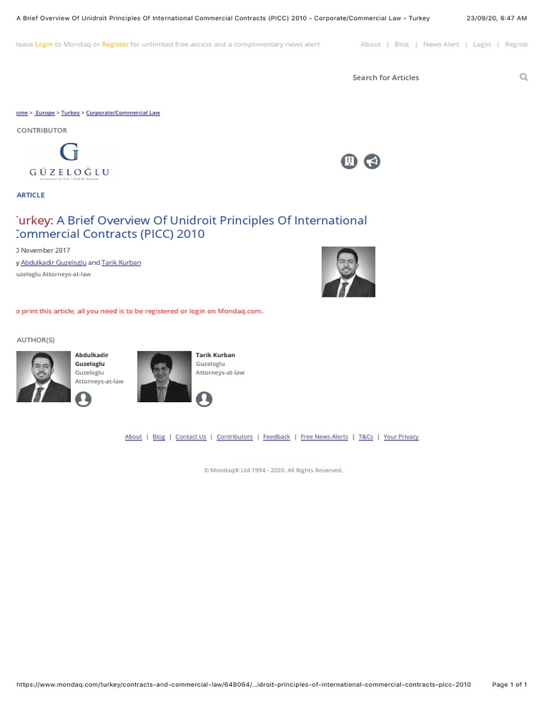 A Brief Overview of Unidroit Principles of International Commercial ...