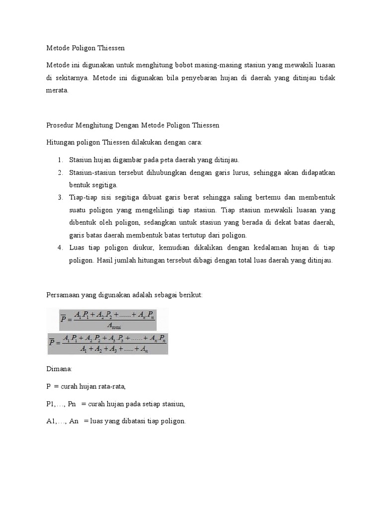 Metode Poligon Thiessen Dan Isohyet | PDF