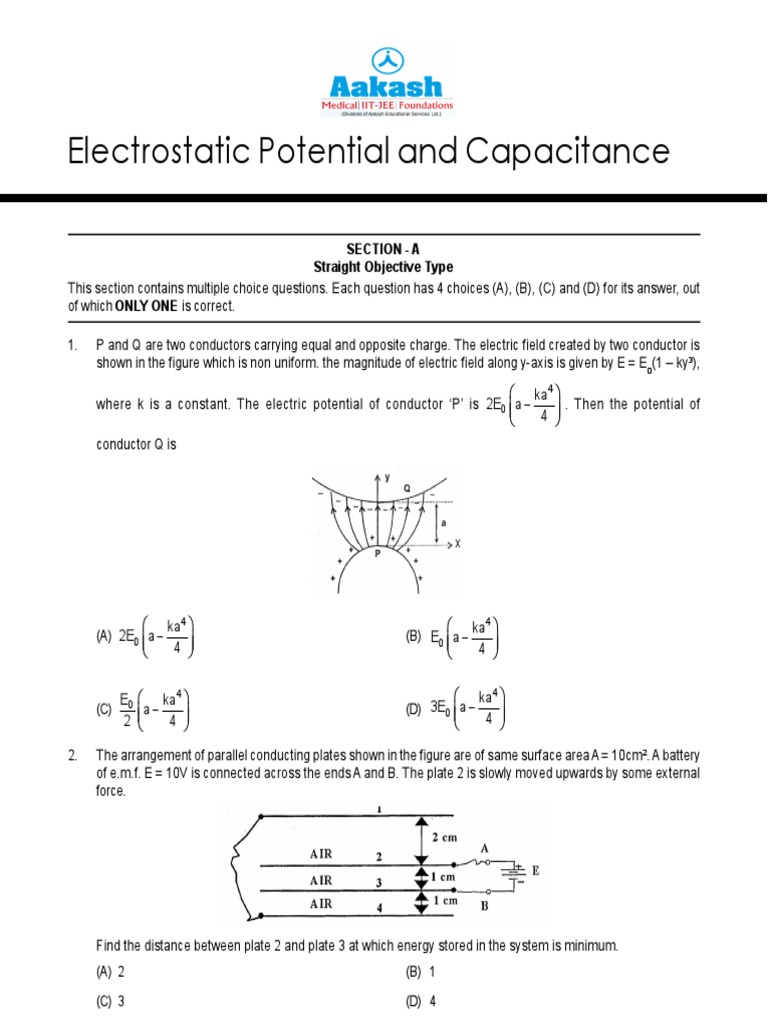 Electrostatic Potential and Capacitance | PDF | Sphere | Capacitor