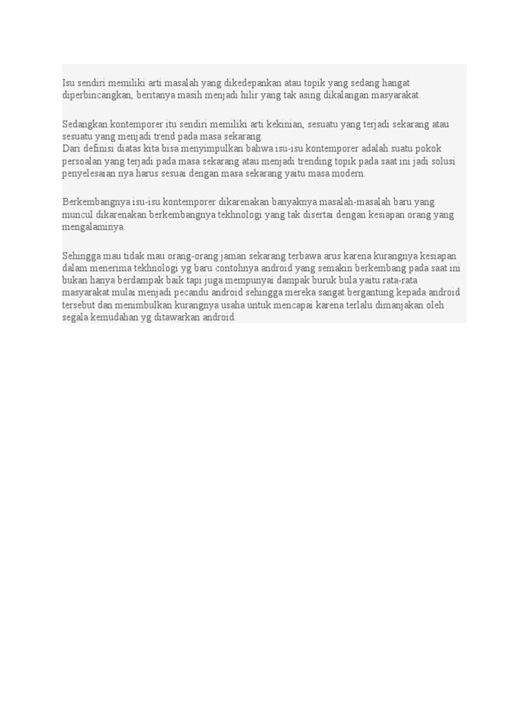 Isu Kontemporer dan Dampak Teknologi | PDF