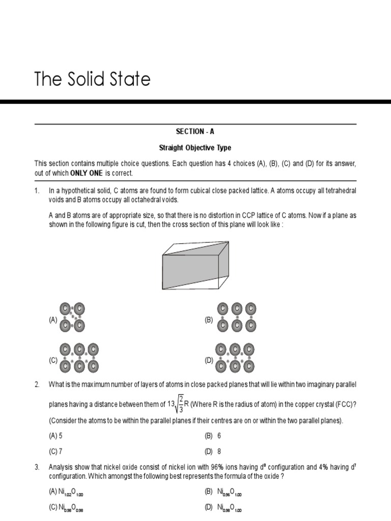 The Solid State | PDF | Crystal Structure | Atoms