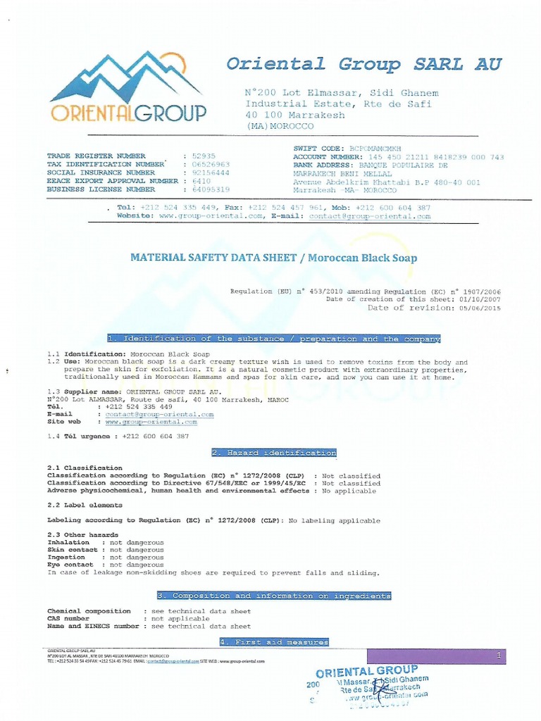 Material Safety Data Sheet Black Soap | PDF