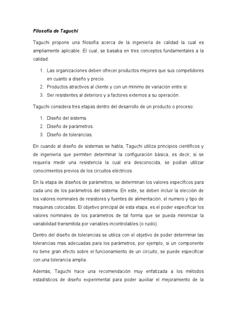 Filosofía de Taguchi, Calidad Online, Graficas de Control y SPC | PDF ...