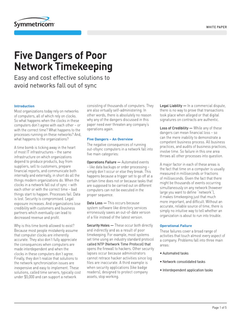 Five Dangers of Keeping Poor Network Time | PDF | Computer Network ...
