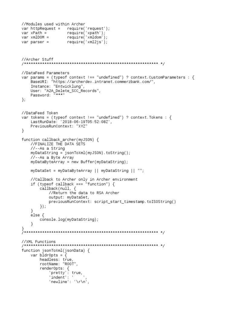 Modular Archer Data Integration Using XML Conversion and Callback Functions | PDF | Computer ...