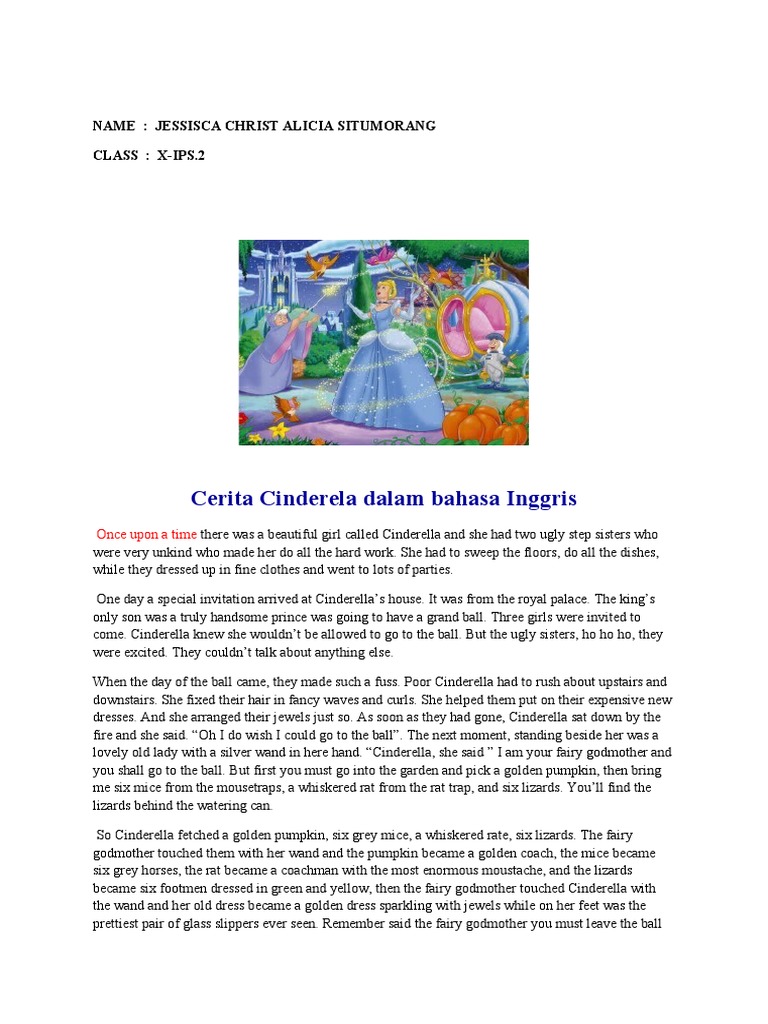 Cerita Cinderela Dalam Bahasa Inggris Name Jessisca Christ Alicia