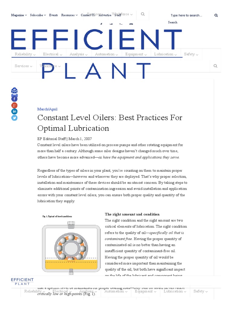 Constant Level Oilers: Best Practices For Optimal Lubrication | PDF ...