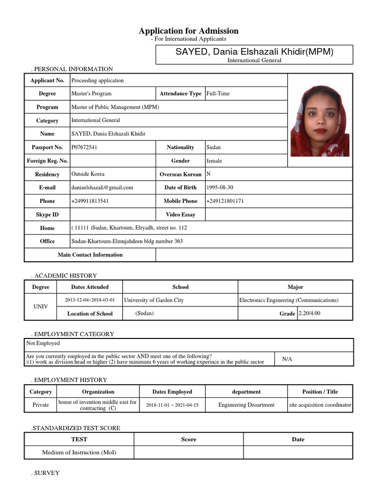 International Admission Application: MPM | PDF | Academic Degree ...