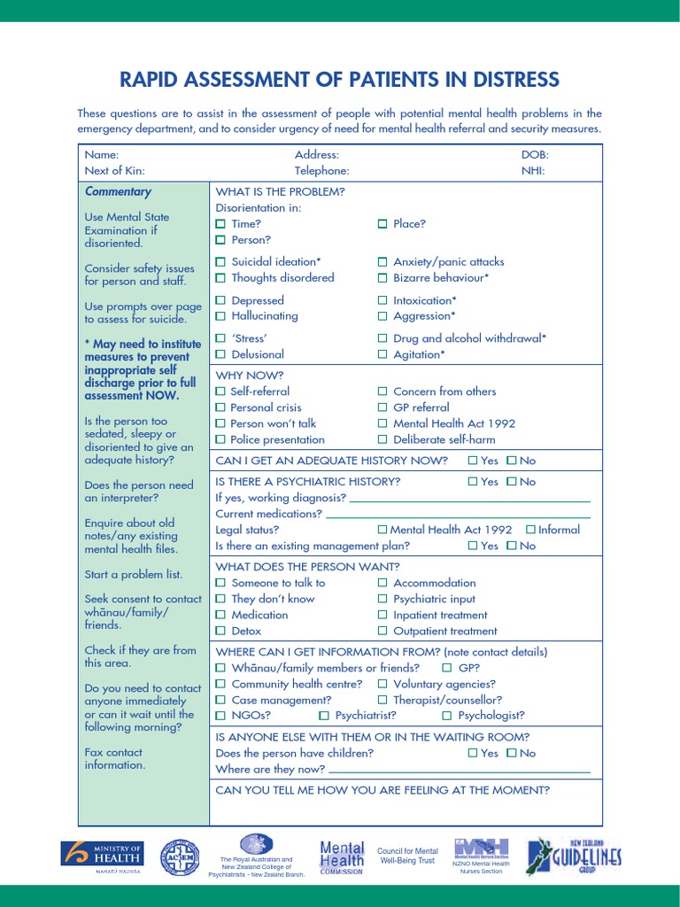 Rapid Assessment of Patients in Distress: Commentary | PDF | Mental ...