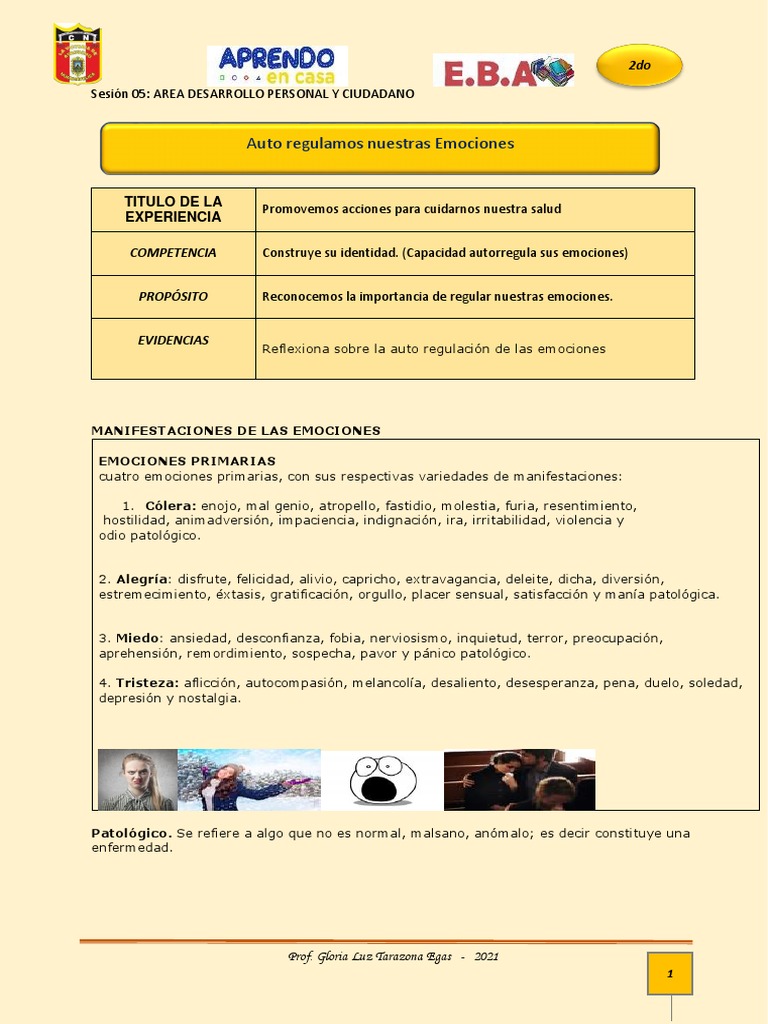 Sesion 5 Auto Regulamos Nuestras Emociones | PDF | Las emociones | Ira