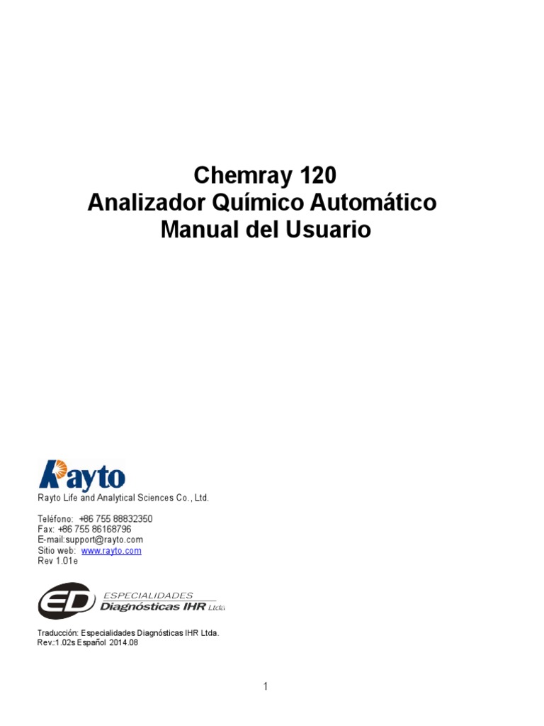 Manual Del Usuario Chemray 120 | PDF | Enchufes y tomas de corriente alterna | Informática y ...