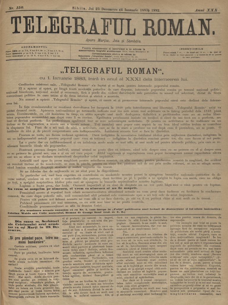 Telegraful - Roman - 1882 - NR 150 | PDF