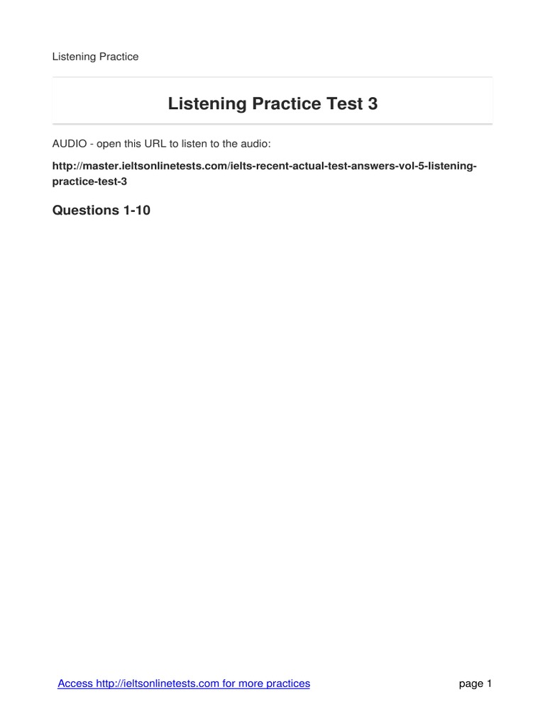 Listening Practise Test 3 | PDF | Tutor