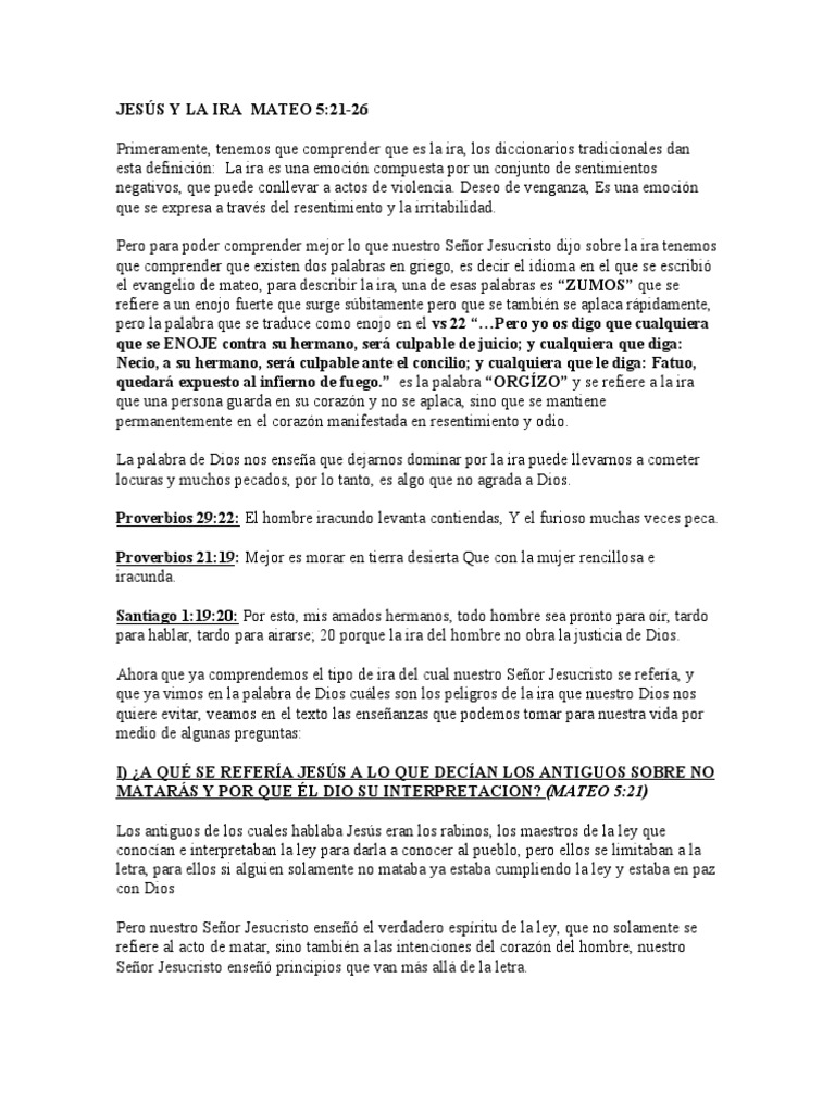 Jesús y La Ira | PDF | Ira | Evangelio de Mateo