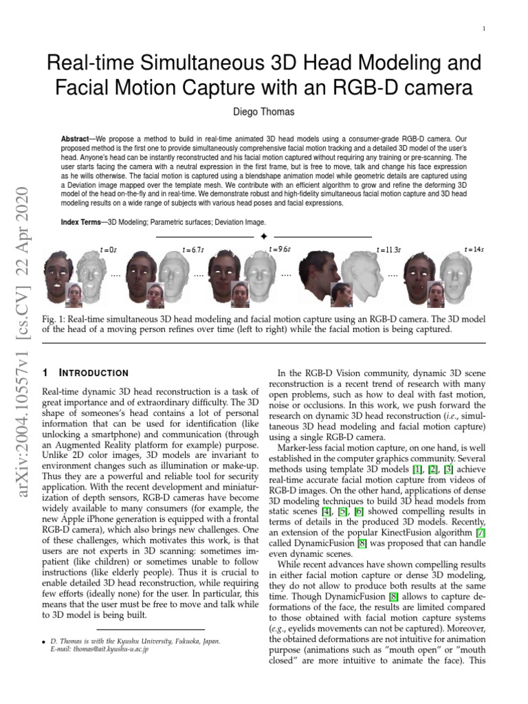 Real-Time Simultaneous 3D Head Modeling and Facial - ArXiv | PDF | 3 D ... Real-Time Simultaneous 3D Head Modeling and Facial - ArXiv | PDF | 3 D ...