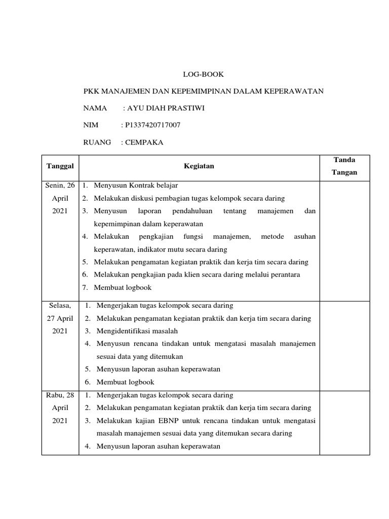 Contoh Logbook | PDF