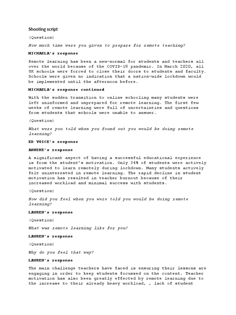 Script | PDF | Schools | Teachers