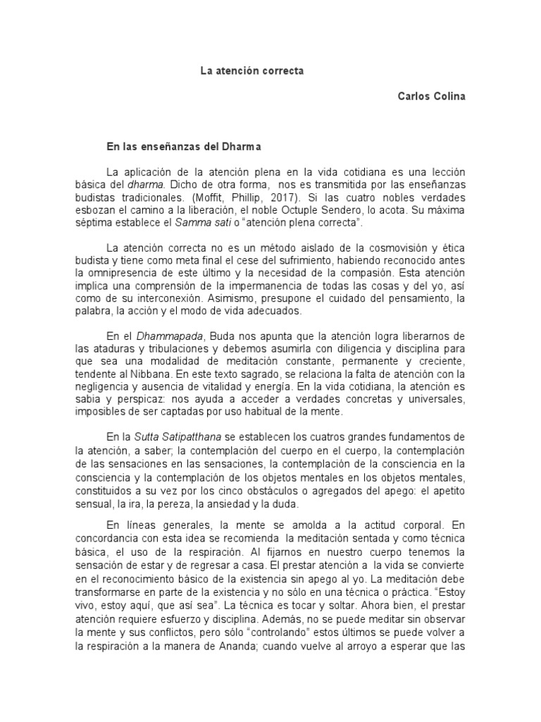 La Atenciòn Correcta. Carlos Colina | PDF | Atención | Cerebro
