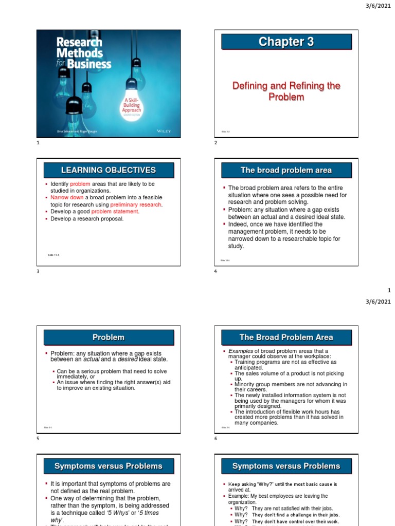 Chapter 3 Defining and Refining The Problem | PDF | Question | Data