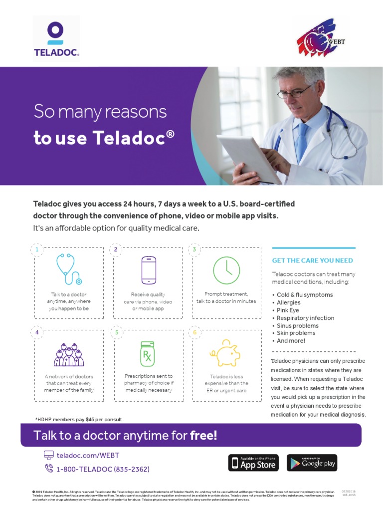 So Many Reasons: To Use Teladoc | PDF | Medical Prescription | Physician