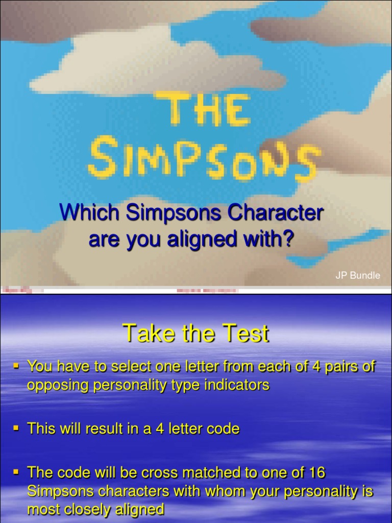 Myers Briggs Characters Simpsons
