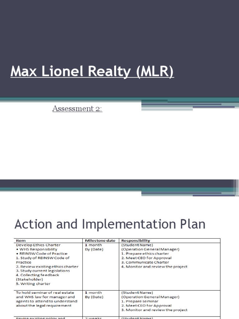 Max Lionel Realty (MLR) : Assessment 2 | PDF | Business | Finance ...