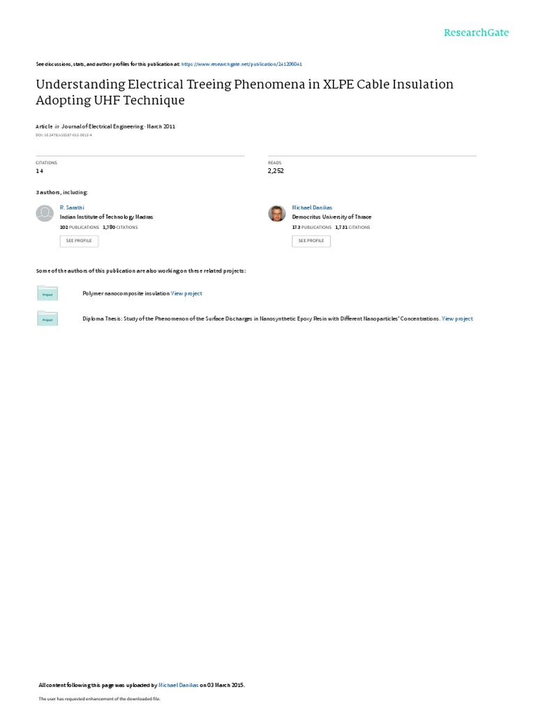 Understanding Electrical Treeing Phenomena in XLPE | PDF | Electrical ...
